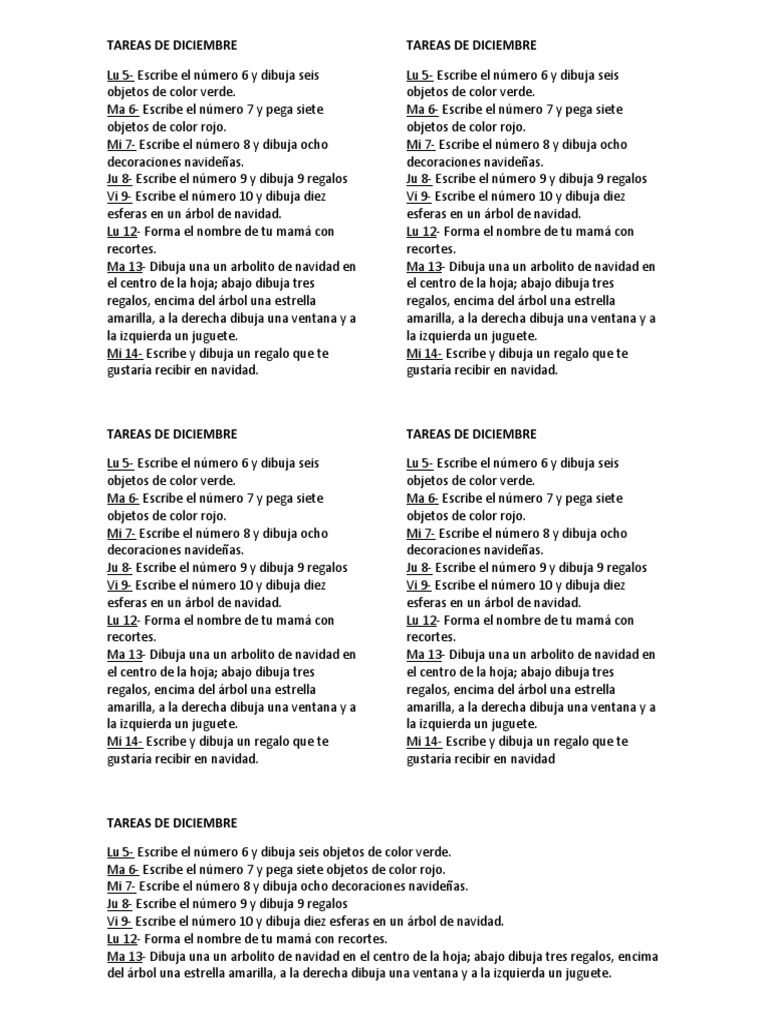 Tareas Creativas para Diciembre | PDF | Árbol de Navidad | Navidad