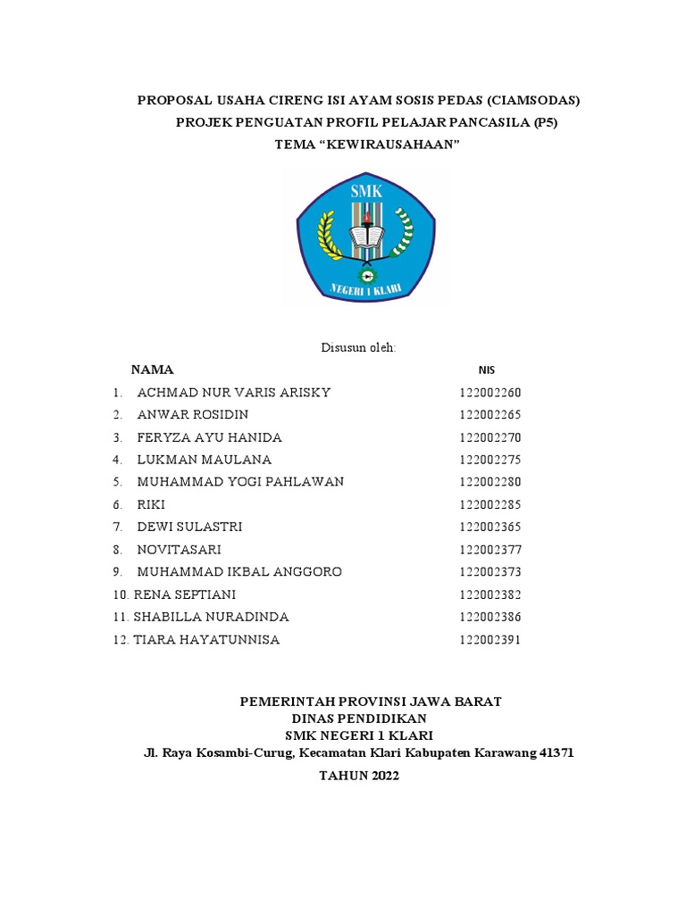 Proposal Usaha P5 Laporan | Pdf