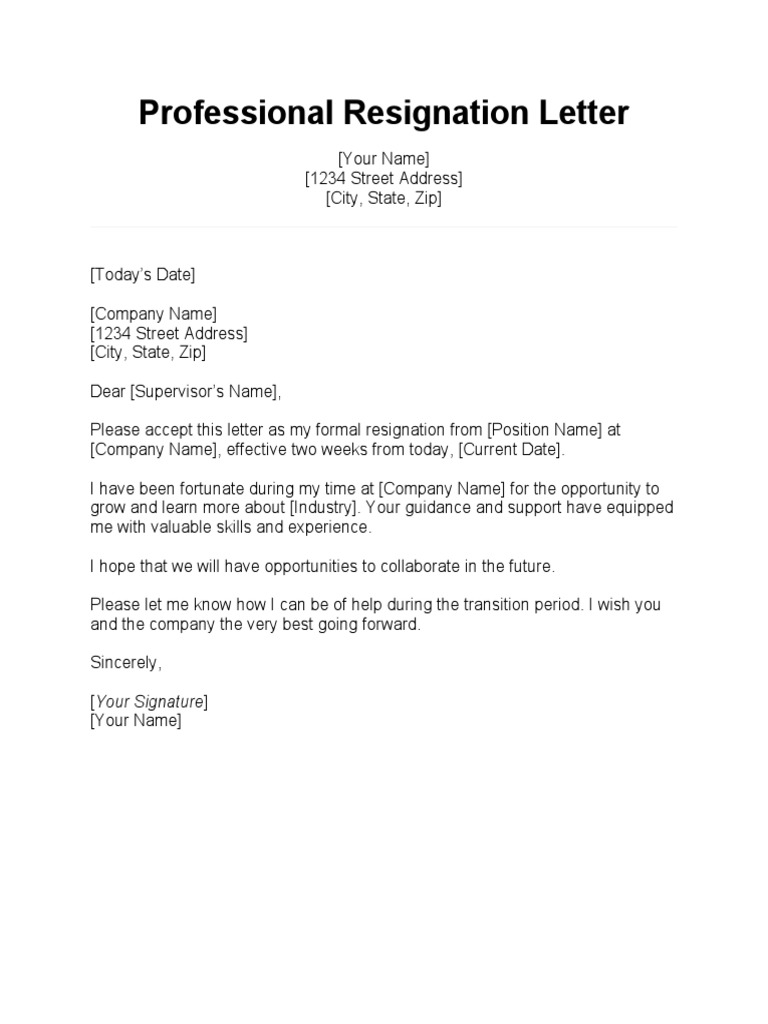Professional Resignation Letter Updated | PDF