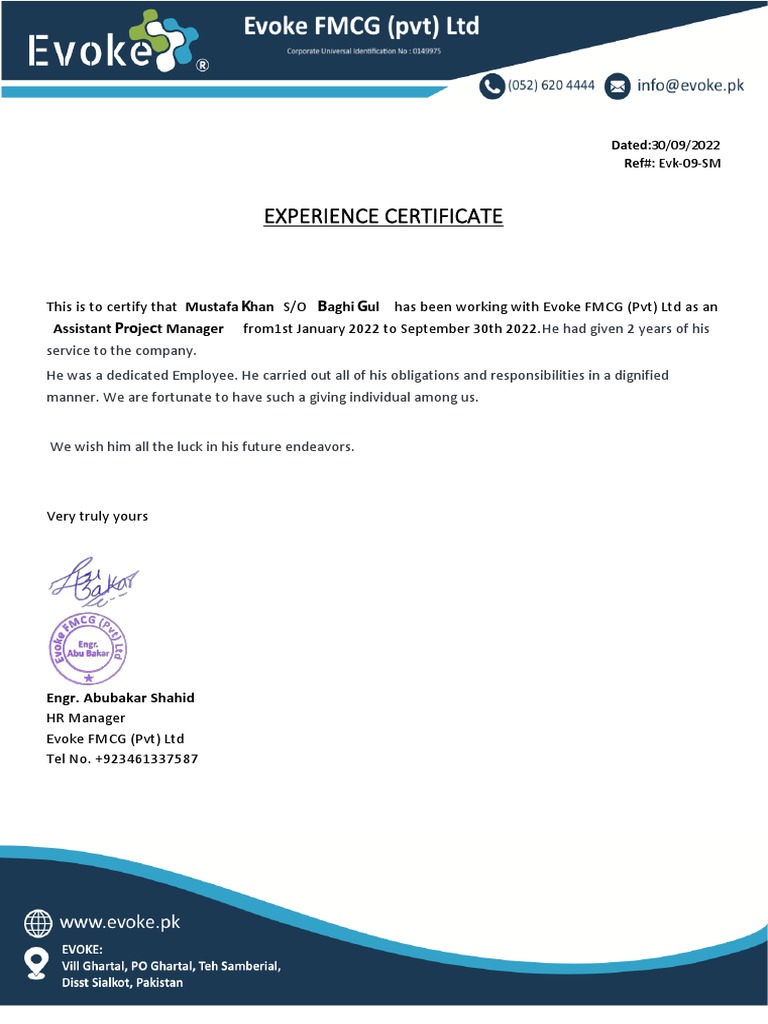 Experience Letter | PDF