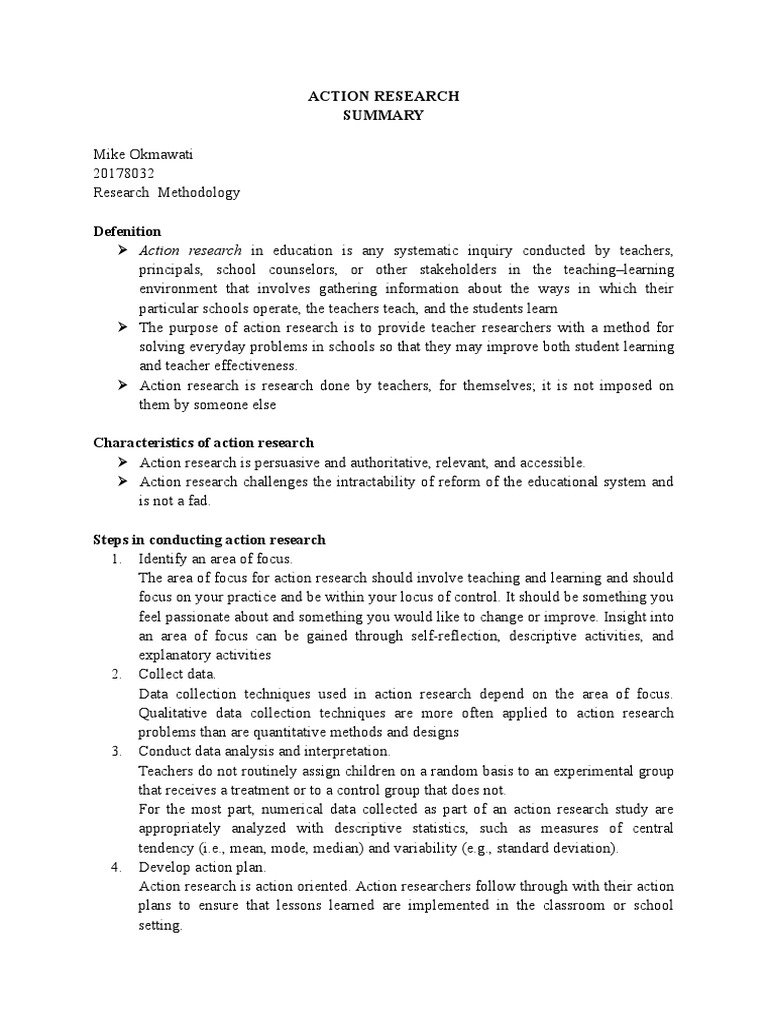 Mike Okmawati - Action Research | PDF | Action Research | Data