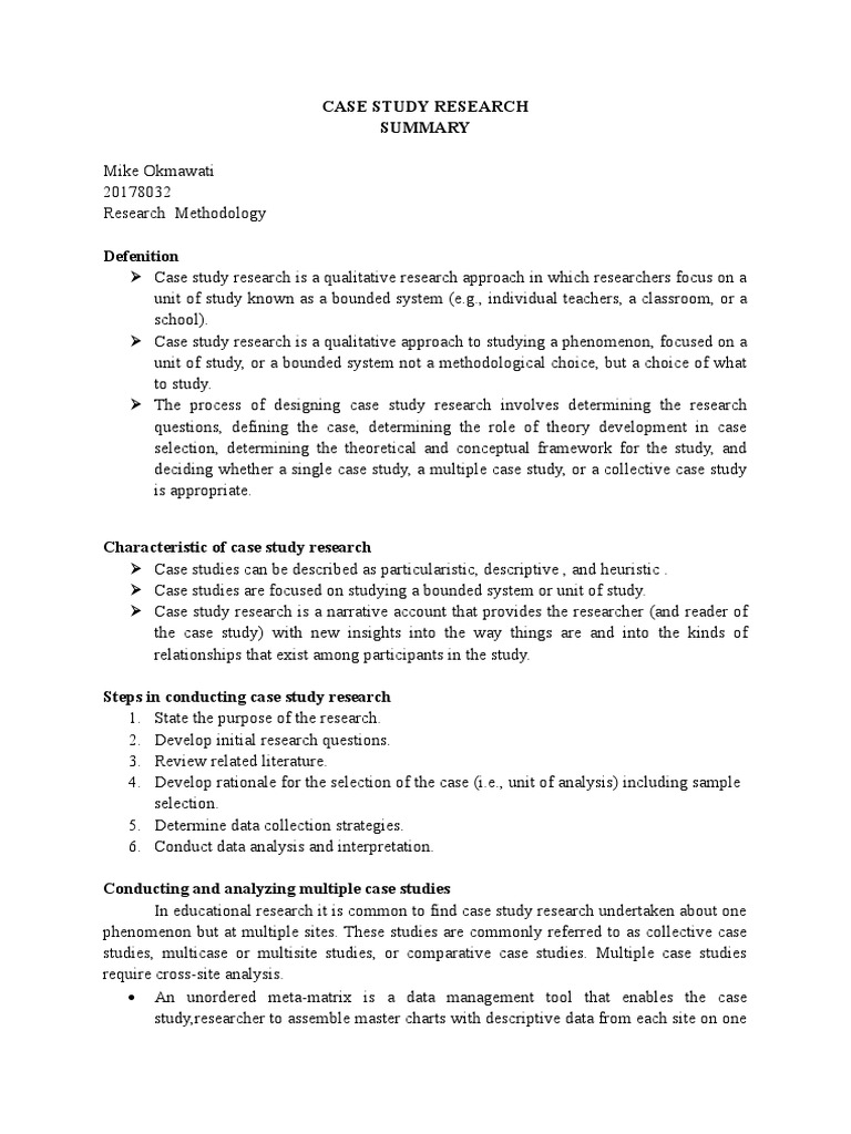 Mike Okmawati - Case Study Research | PDF | Case Study | Analysis