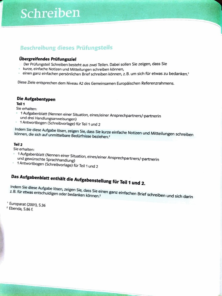 Schreiben A2 Practice | PDF