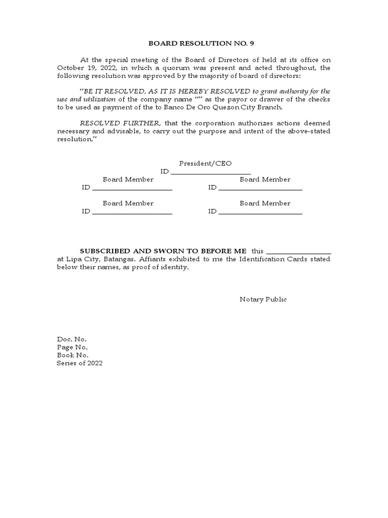Board Resolution | PDF