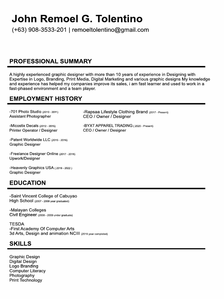 Resume SP | PDF | Art | Computers