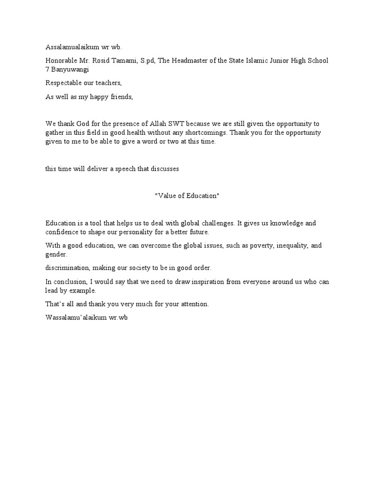 Teks Pidato B Inggris | PDF