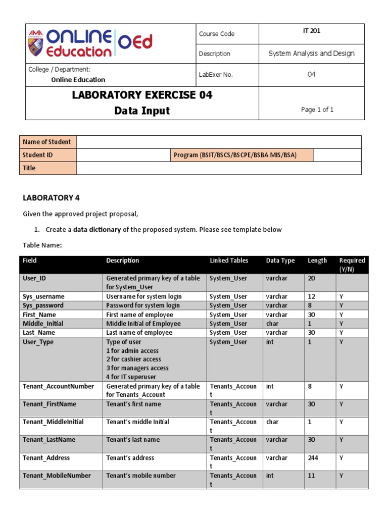 Week 6 Laboratory Exercise 04 Data Dictionary | Download Free PDF | User (Computing) | Superuser