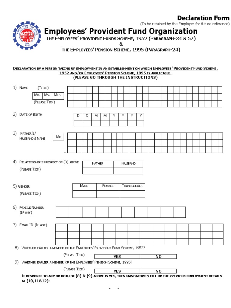PF Declaration Form | PDF