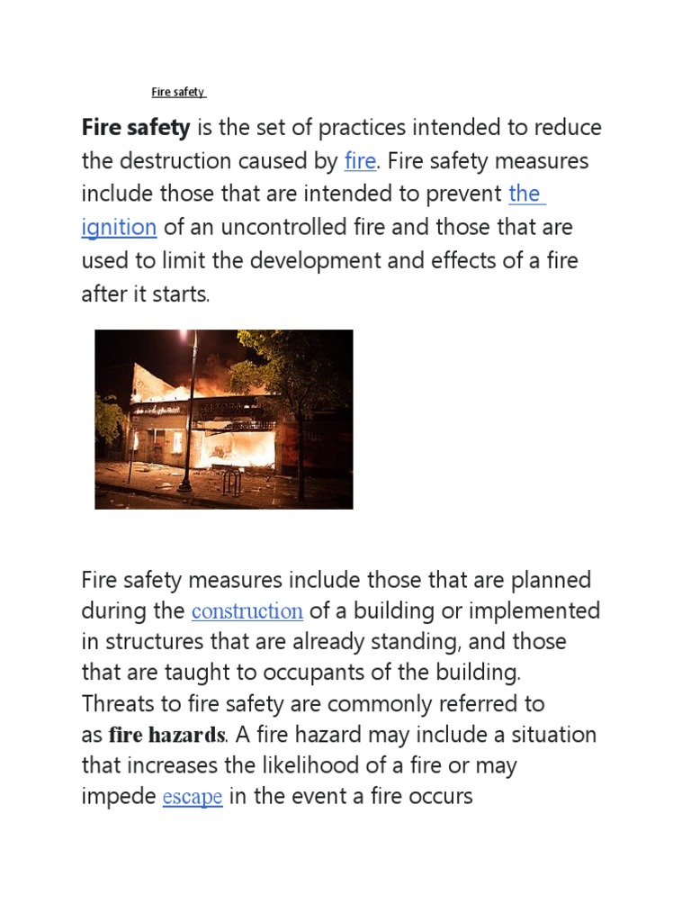 Fire Safety Is The Set of Practices Intended To Reduce | Download Free ...