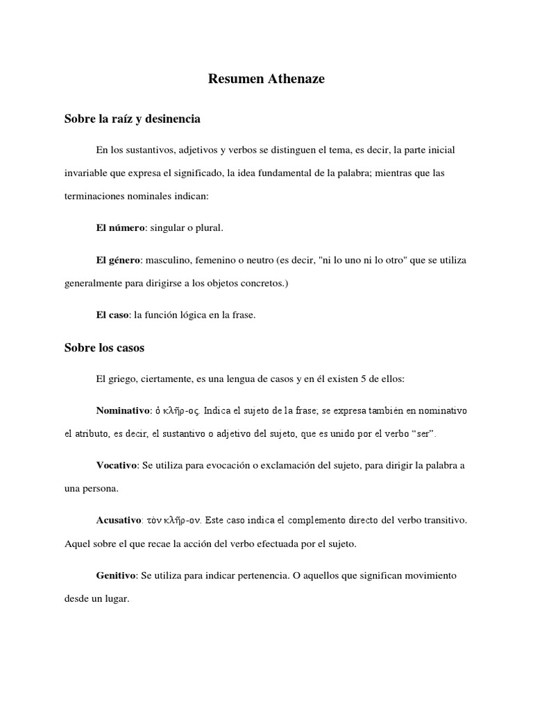 Resumen Athenaze | PDF