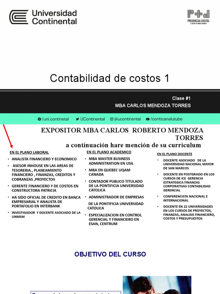 Contabilidad de Costos 1: Clase #1 Mba Carlos Mendoza Torres | PDF | Costo | Máster en ...
