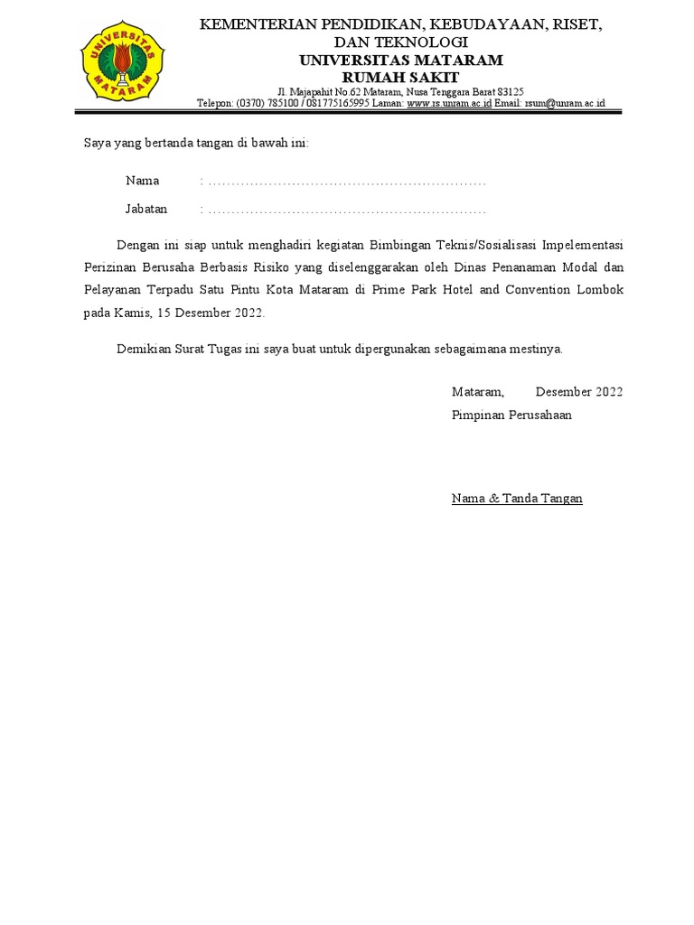 K9 Contoh Format Surat Tugas | PDF