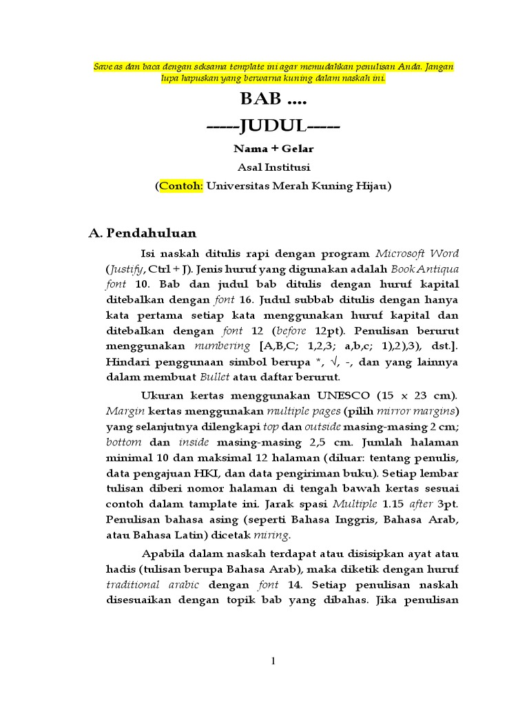 Template-Penulisan Buku Kolaborasi | PDF | Metode & Bahan Ajar | Seni & Disiplin Bahasa