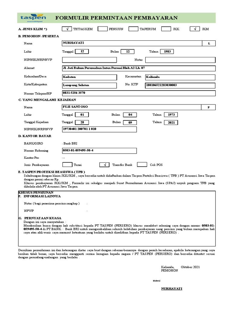 Formulir Permintaan Pembayaran | PDF