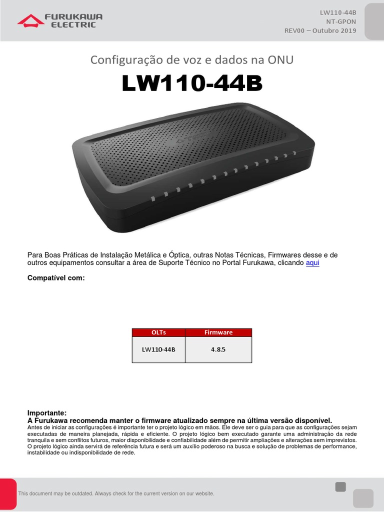 ONT - Configuração Básica ONT LW110-44B Furukawa | PDF | Rede de ...