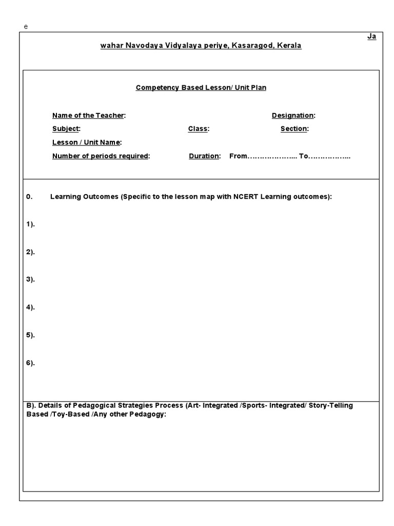 Lesson Plan Template Competency Based | PDF