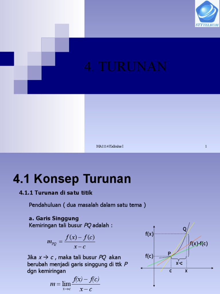 Konsep dan Definisi Turunan dalam Kalkulus | PDF