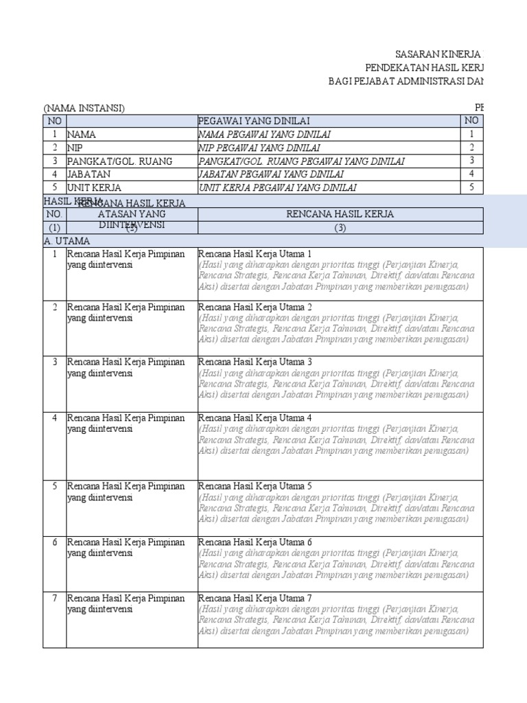 Form Kosong SKP Jajf (Kuantitatif) | PDF