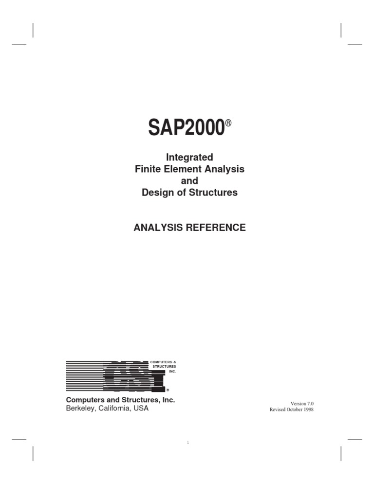 Sap 2000 Analysis Reference | PDF