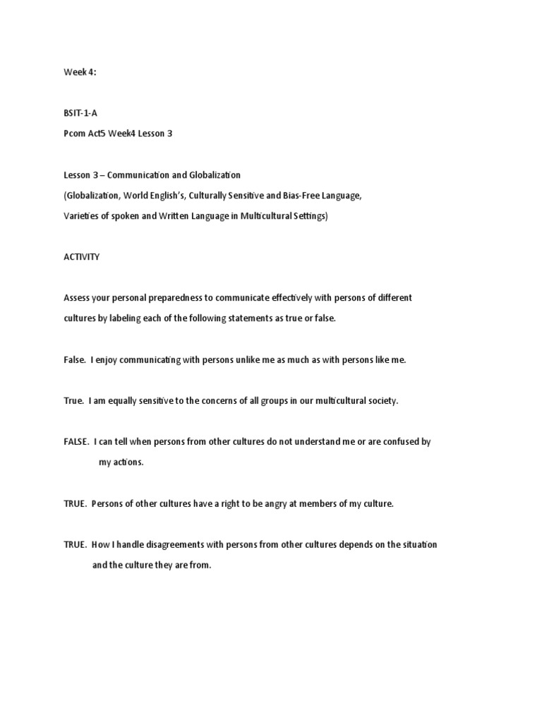 Pcom Act5 Week4 Lesson 3 | PDF | Relativism | Psychological Concepts