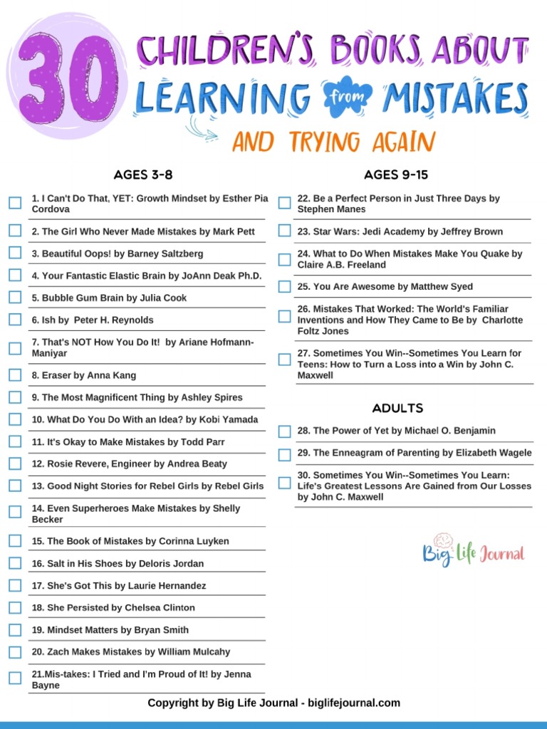 30 Children's Books About Learning From Mistakes and Trying Again | PDF