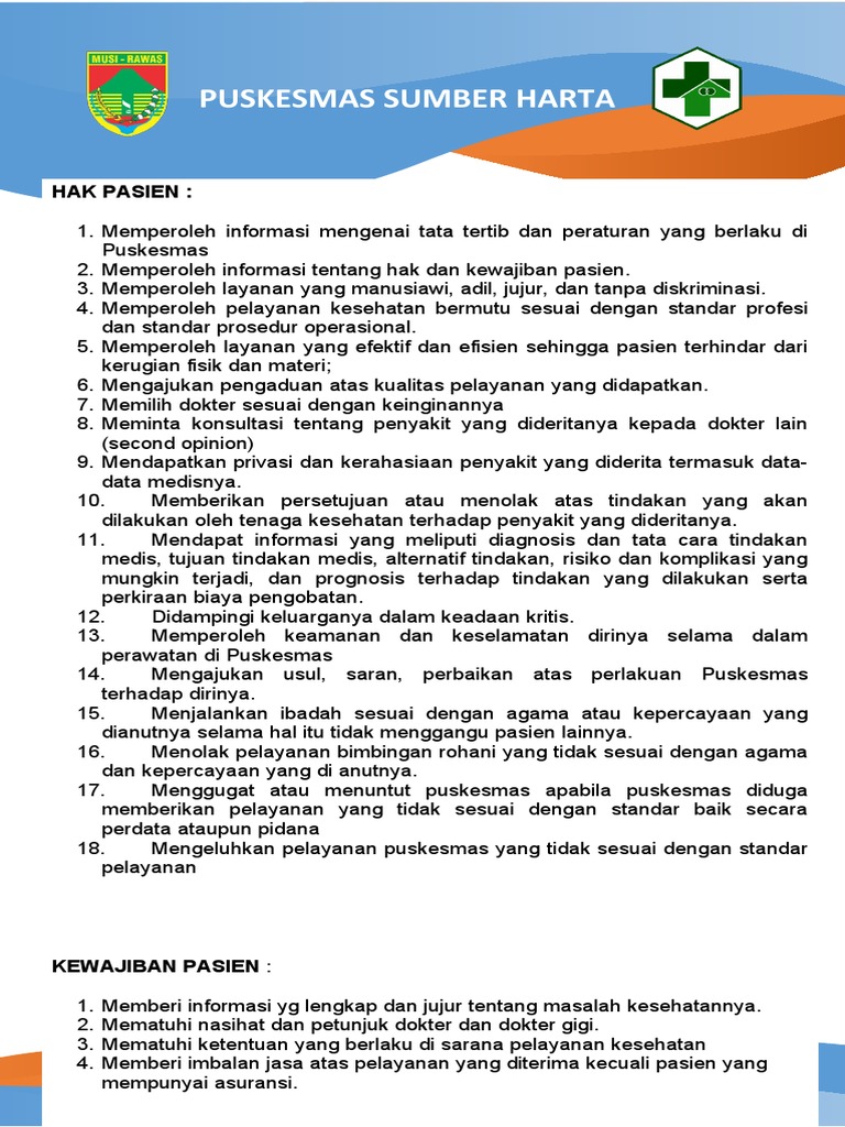Poster Hak Dan Kewajiban Pasien | PDF