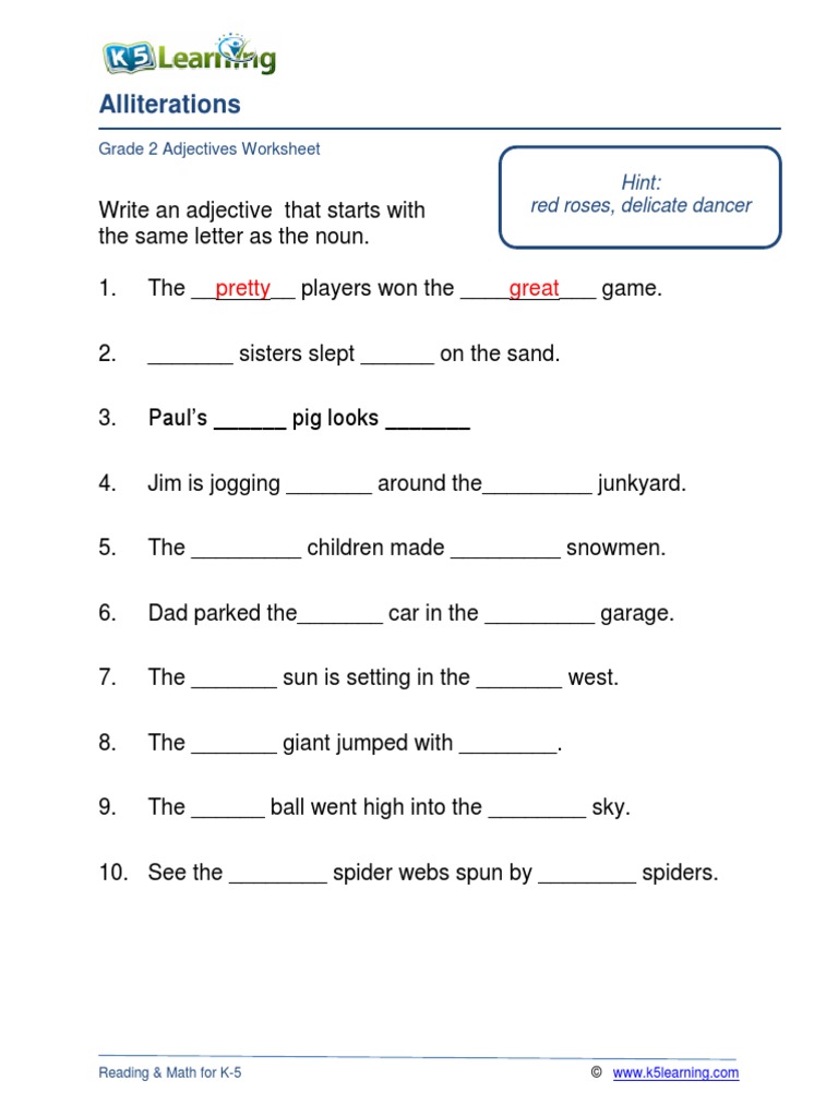 Grade 2 Alliterations C | PDF | Language Arts & Discipline