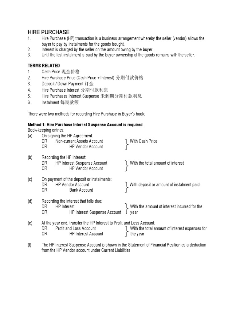 Hire Purchase - Example 1 To 10 | PDF | Interest | Deposit Account