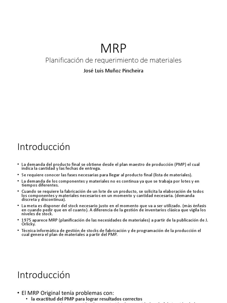 MRP Planificacion | PDF | Inventario | Economias