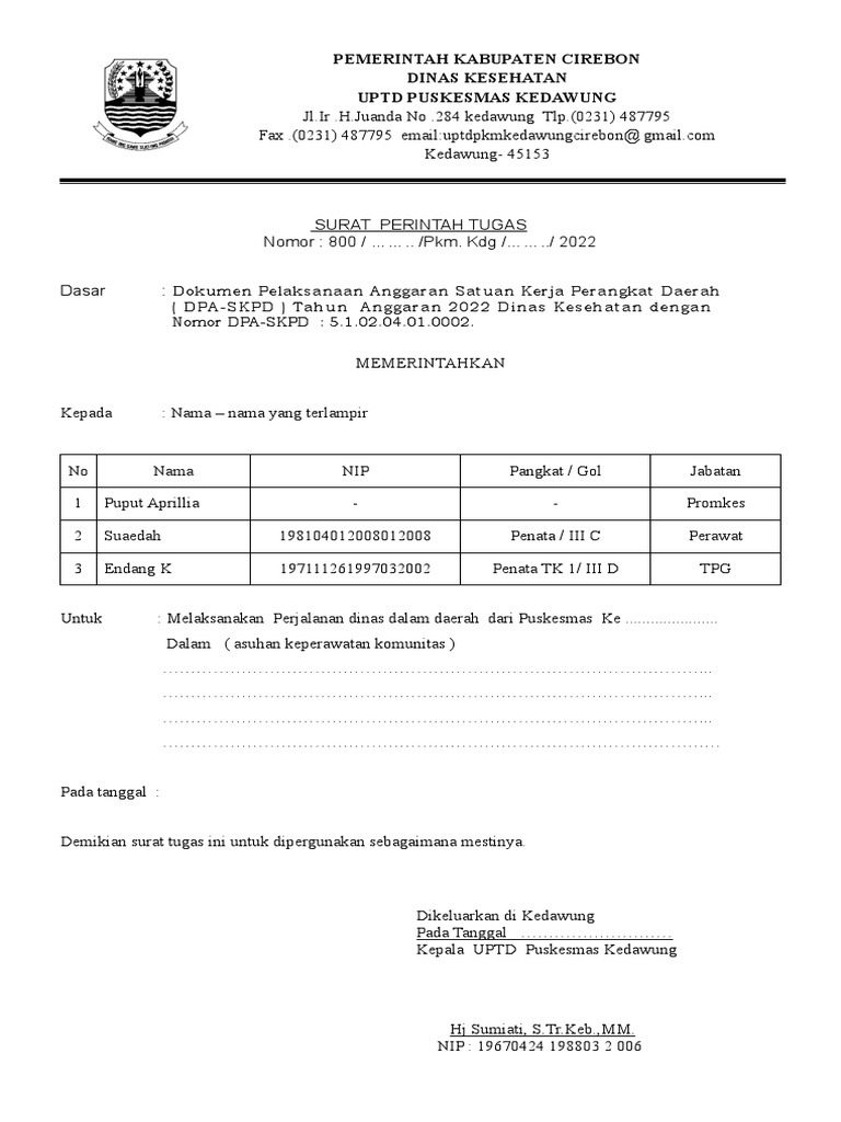 Contoh SPPD 2022 Halaman 2 Saja, Pembinaan Sekolah Sehat | PDF