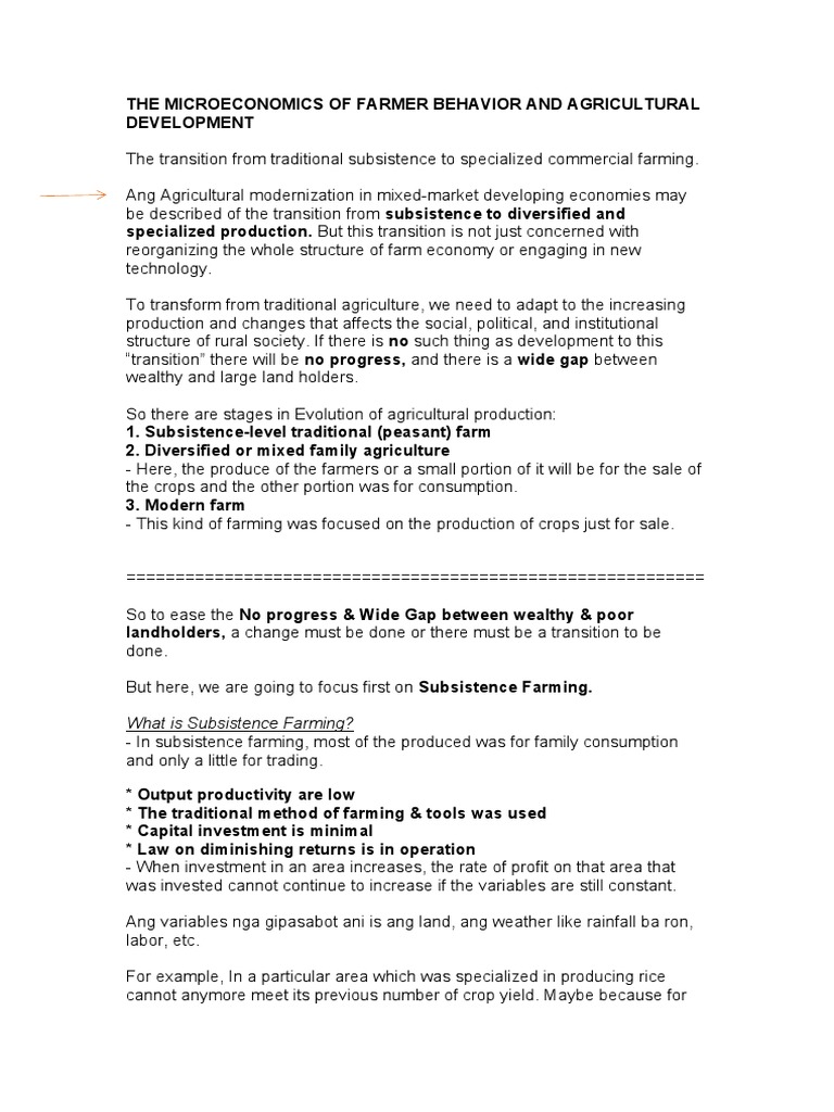 The Microeconomics of Farmer Behavior and Agricult | PDF | Agriculture ...