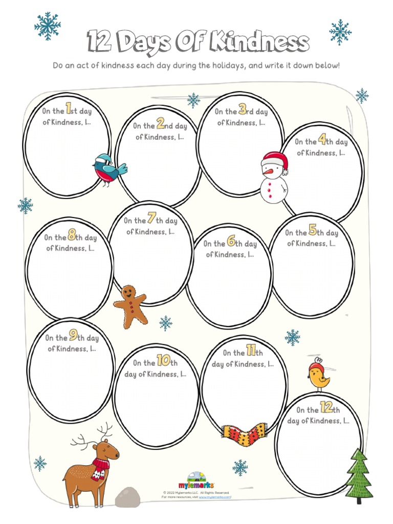Christmas-12 Days of Kindness-Mylemarks LLC - Fillable | PDF