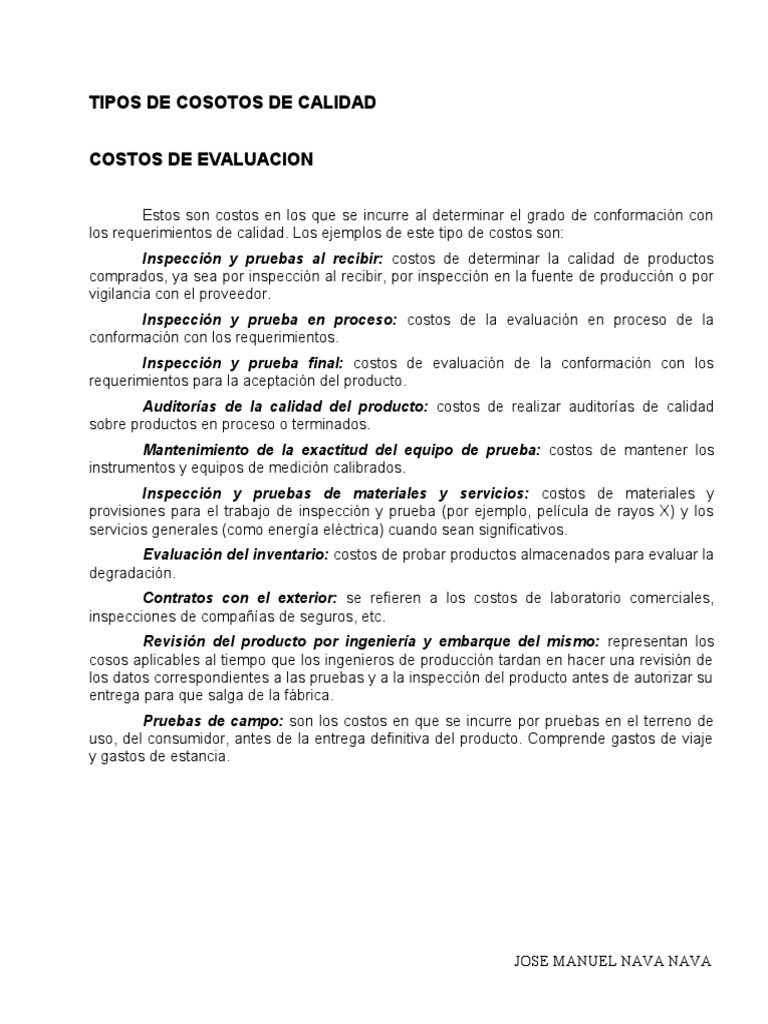 Tipos de Costos de Calidad | PDF | Calidad (comercial) | Economias