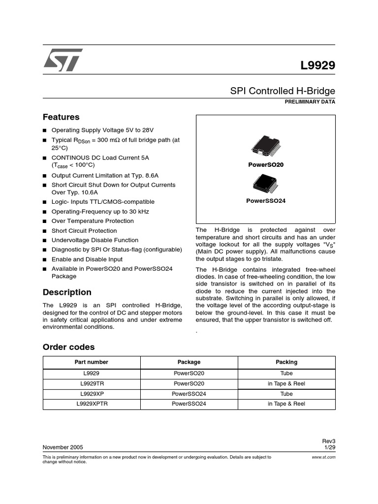 Features: SPI Controlled H-Bridge | PDF | Computer Science | Information And Communications ...