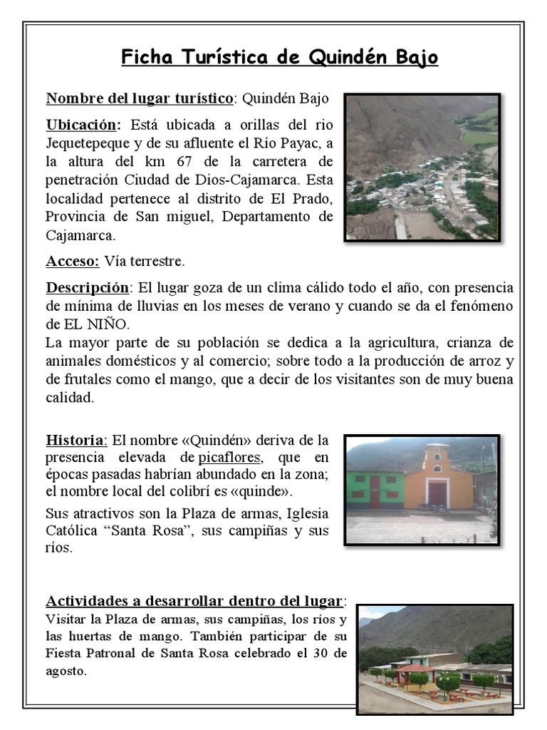 Ficha Turística de Quindén | PDF