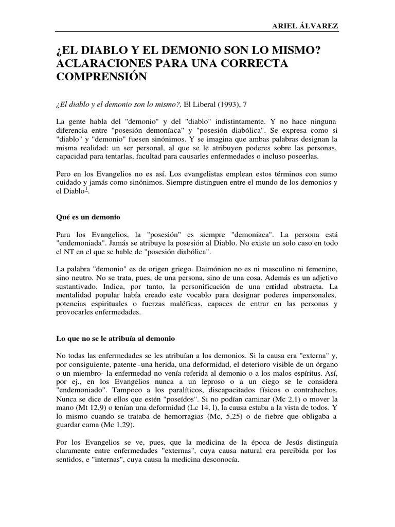 Ariel Álvarez Valdés (1993) - ¿El Diablo y El Demonio Son Lo Mismo - El Liberal 7 | PDF