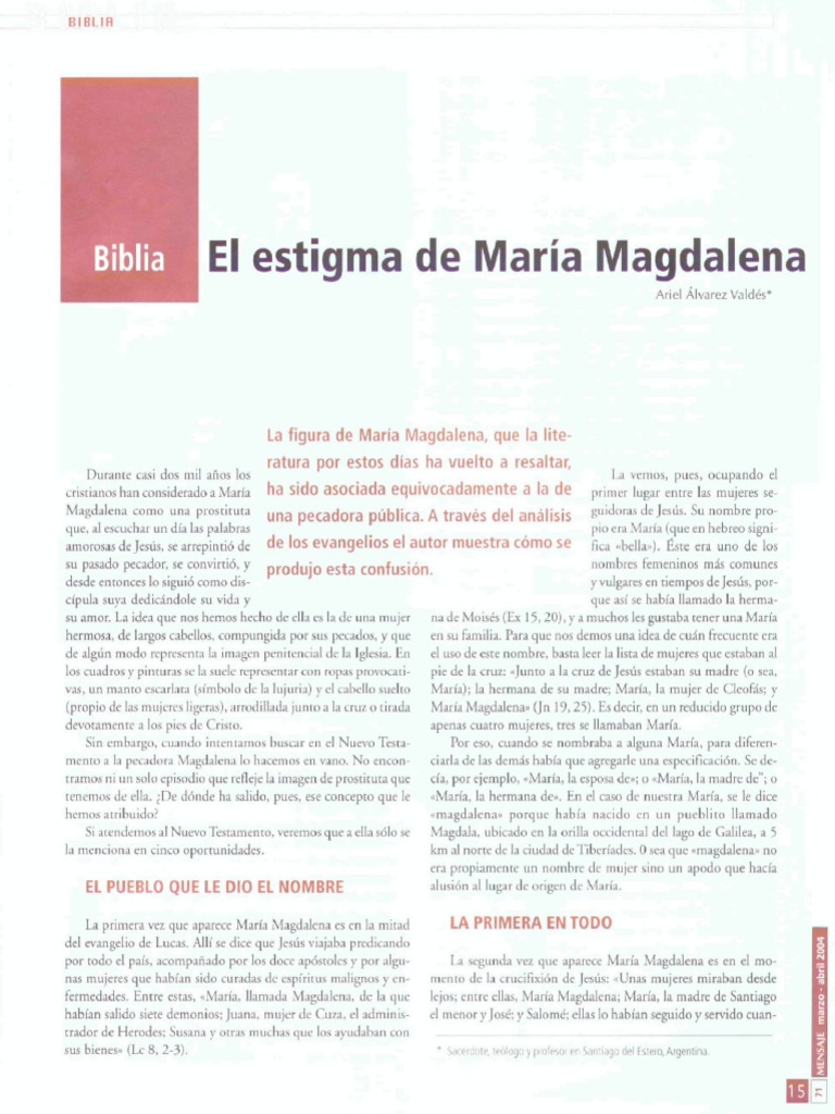 Ariel Álvarez Valdés (2004) - El Estigma de María Magdalena. Biblia ...