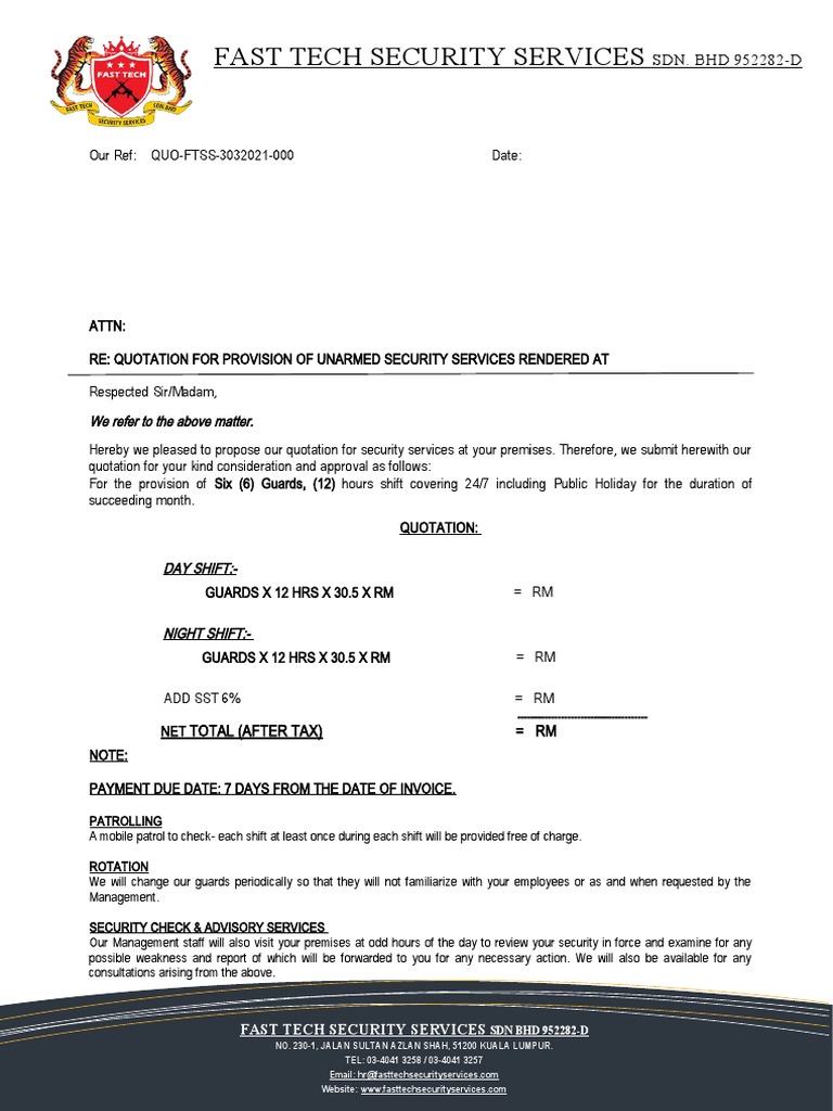 Quotation | PDF | Security Guard | Police Dog