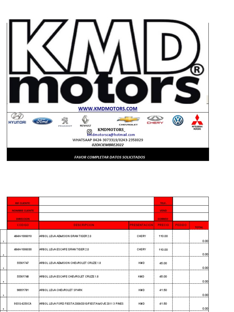 Lista de Precio KMD Motors 02diciembre2022 | PDF | Industries | Chevrolet