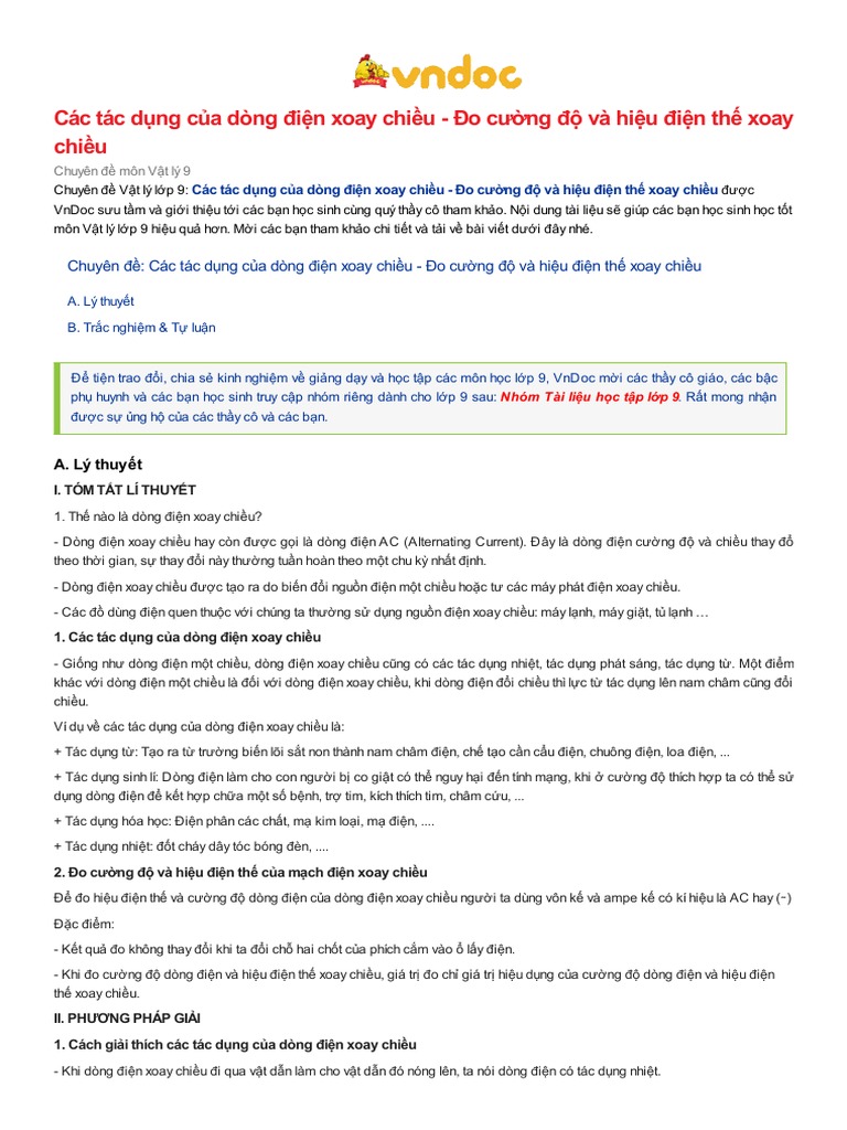 (123doc) Cac Tac Dung Cua Dong Dien Xoay Chieu Do Cuong Do Va Hieu Dien The Xoay Chieu | PDF