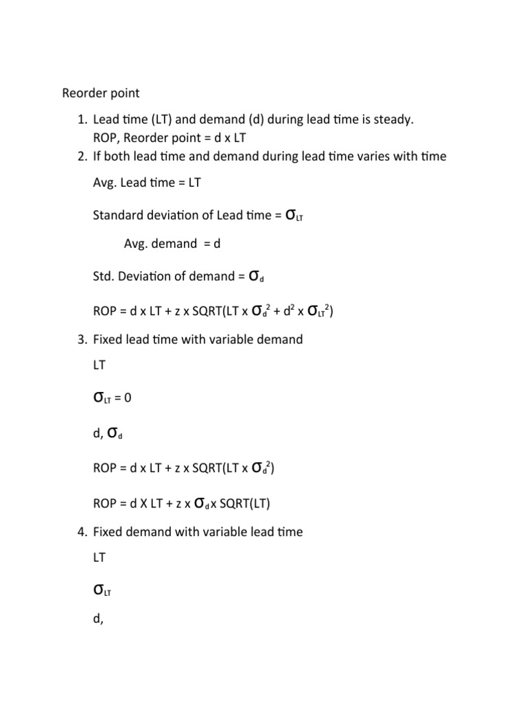 Reorder Point Worksheet | PDF | Inventory | Applied Mathematics