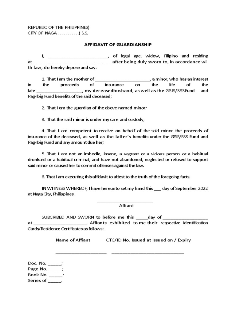 Affidavit of Guardianship | PDF | Social Science
