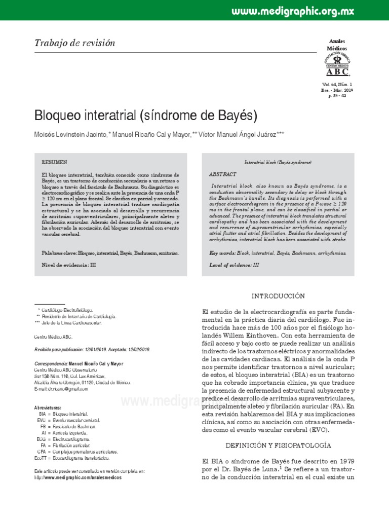 Bloqueo Interatrial: Síndrome de Bayés | PDF | Infarto de miocardio ...