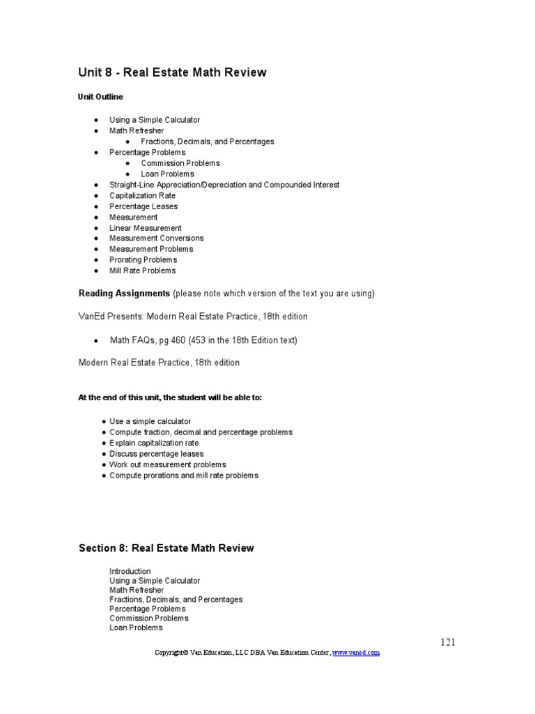 Real Estate Math Study Guide | PDF | Interest | Loans