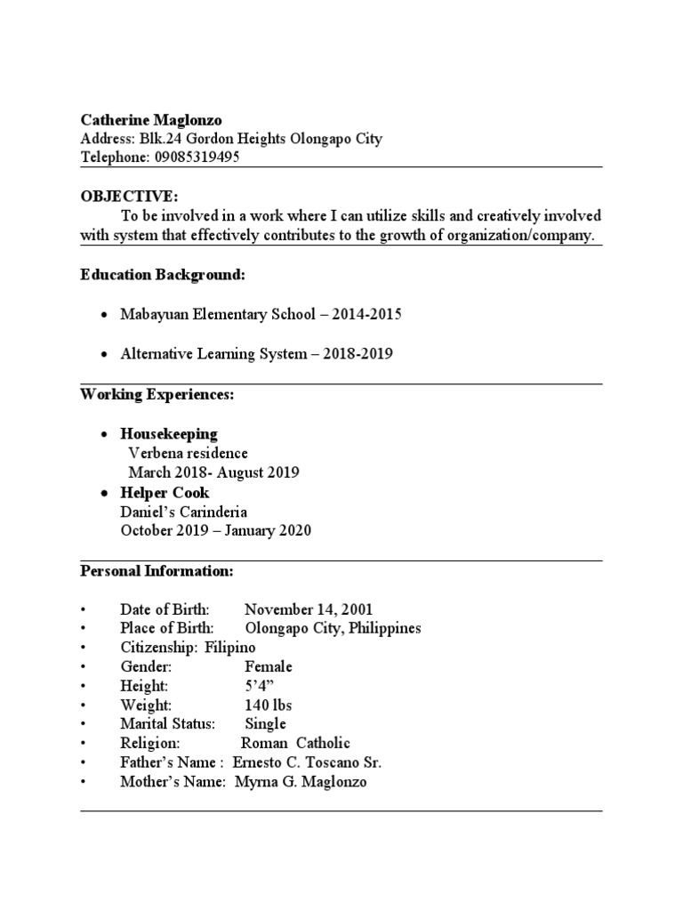 Resumes of Catherine Maglonzo & Dan Kenneth Andres | PDF | Behavior Modification | Learning