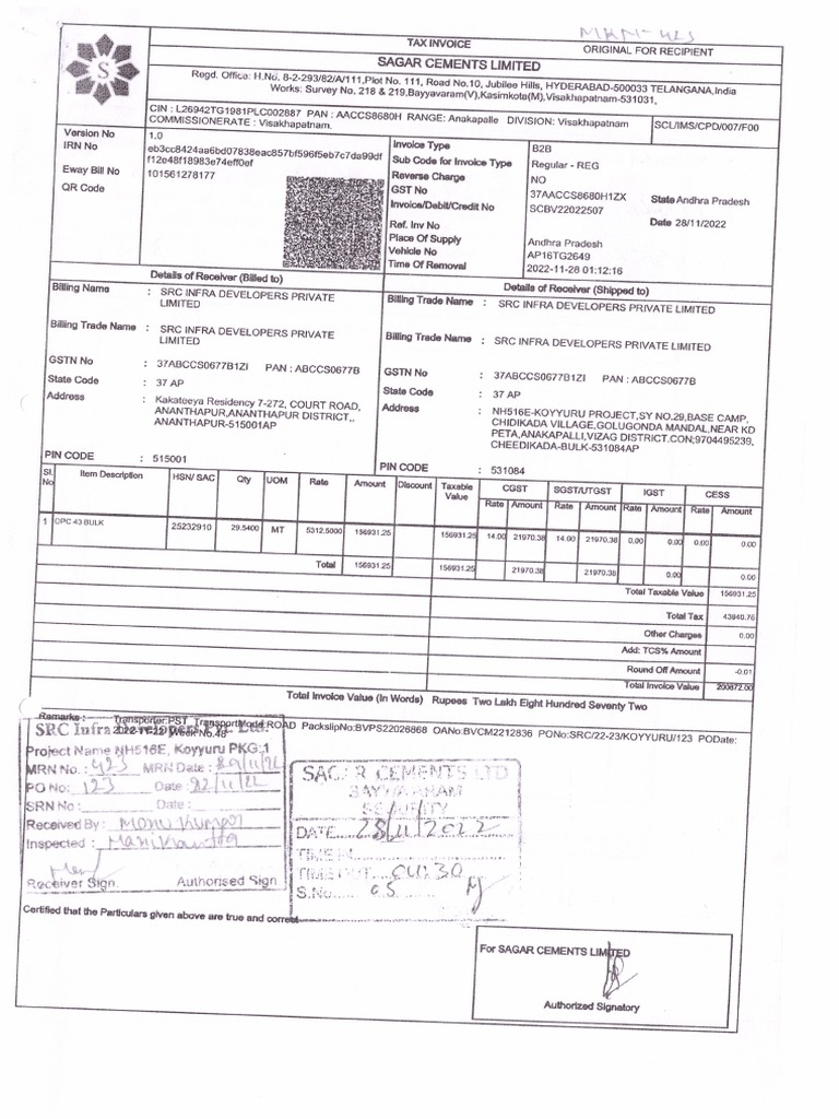 Cement Invoice | PDF