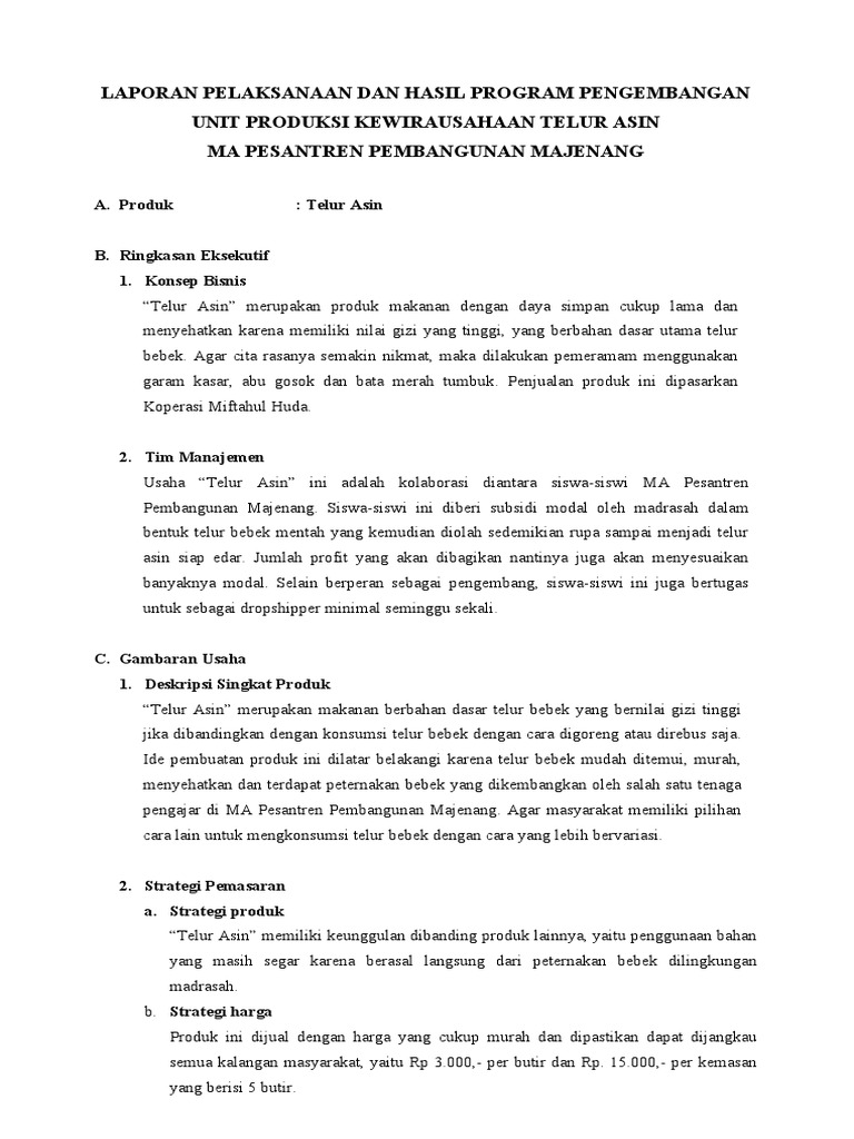 Laporan Pelaksanaan Dan Hasil Program Pengembangan Unit Produksi Kewirausahaan | PDF