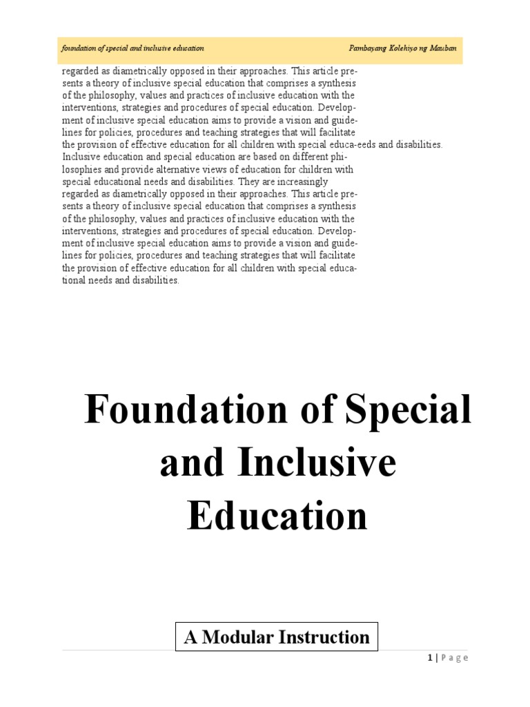 EDUC 102 - Module 1 | PDF | Special Education | Inclusion (Education)
