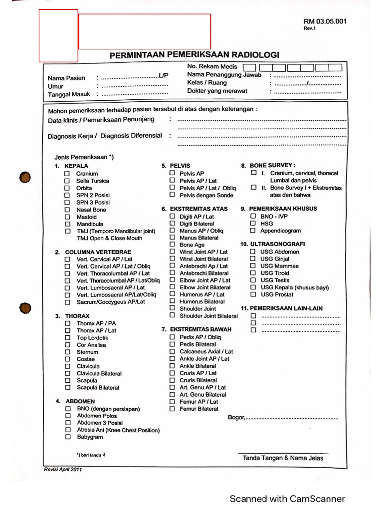 Formulir Permintaan Radiologi | PDF