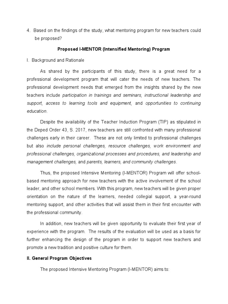 Sample Rationale & General Objectives | PDF | Mentorship | Teachers